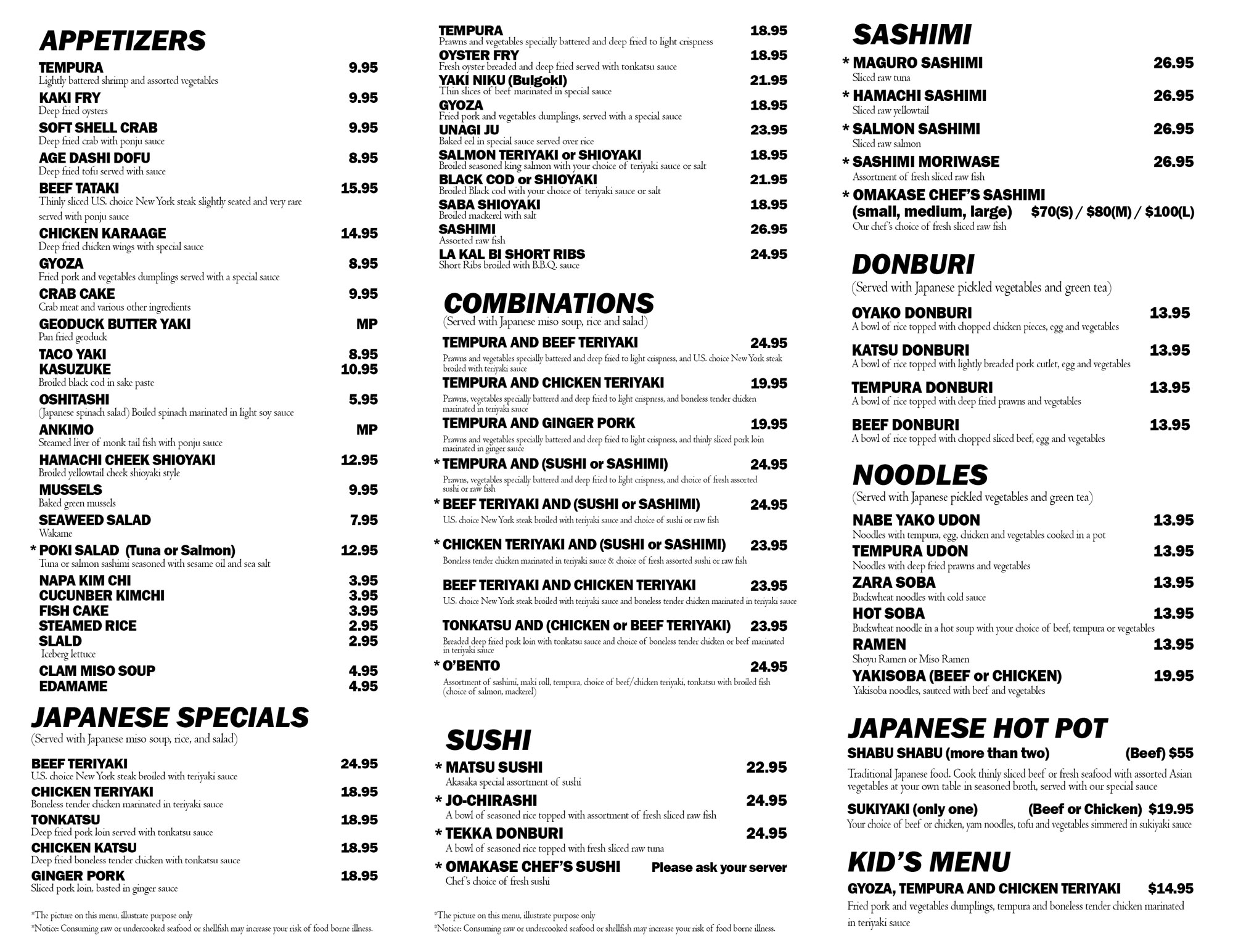 Menu - Akasaka Federal Way